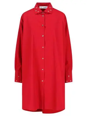Our Legacy Smoke Mother Of Pearl Button Poplin Dress - Red
