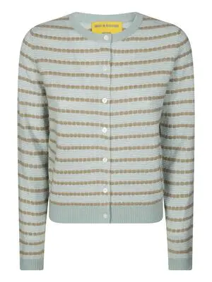 Guest In Residence Pebble Stripe Cashmere Cardigan - Verde