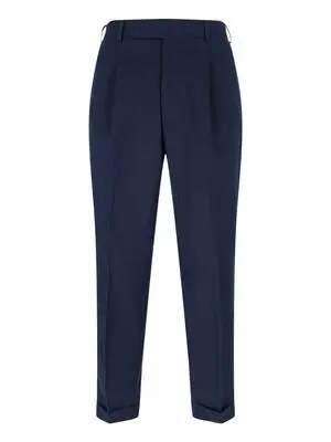 PT TORINO Tailored Cotton-silk Trousers With Refined Texture - Blue