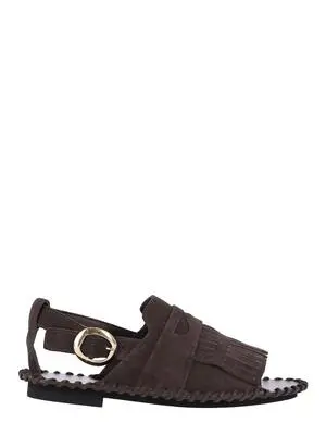 ALEXANDER HOTTO Flat Sandals With Buckle Detailing - Brown