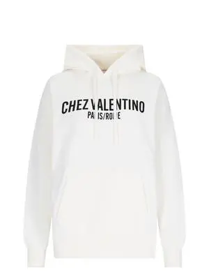 Valentino Garavani Chez " Paris/rome Hoodie - White