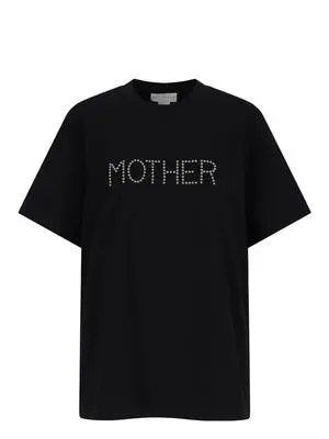 Stella McCartney Cotton T-shirt With Embellished Logo - Black