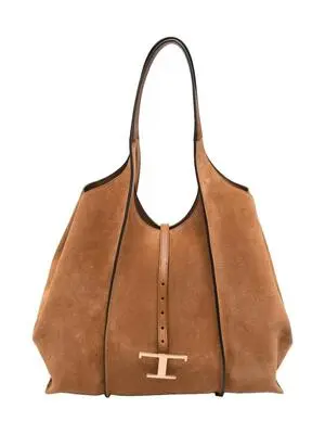 TOD'S T Timeless Medium Leather Tote Bag - Brown