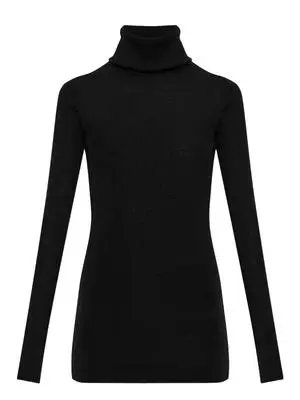 Rick Owens Wool Ribbed Turtleneck Sweater - Black