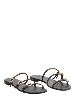TEMPERLEY LONDON X Giuseppe Zanotti Eclipse Leather Flat Sandals - Leopard