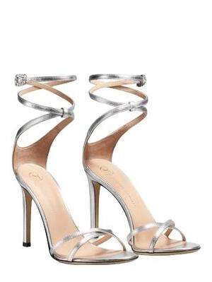 TEMPERLEY LONDON Vixen Leather Strappy Sandals - Silver