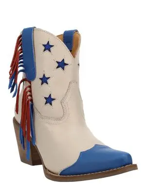 DINGO Liberty Fringe Trim Western Boot - Beige Multi