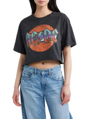 Junk Food Ac/dc 1979 Tour Graphic Crop T-shirt - Black