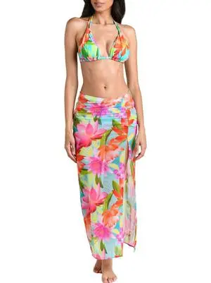 LA BLANCA La Blanca Floral Print Maxi Skirt Cover-Up With Side Slit