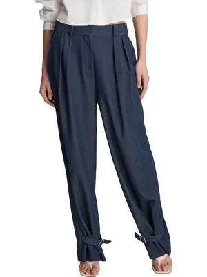 KENNETH COLE High Waist Belted Cuff Tapered Trousers - Midnight Melange