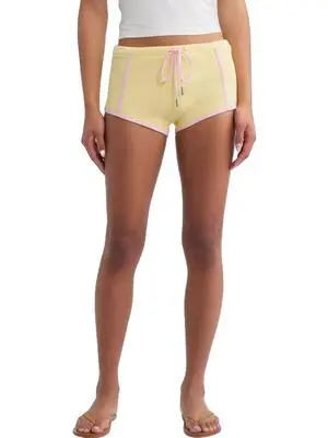 KULANI KINIS Micro Track Shorts With Contrast Piping - Custard Cloud
