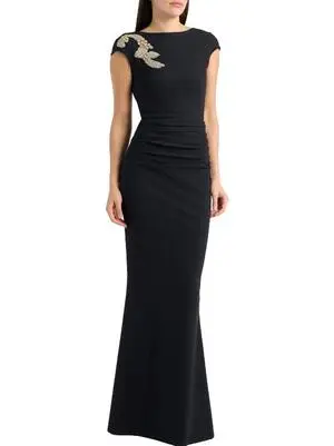 Chiara Boni La Petite Robe Embellished Ruched Gown - Black