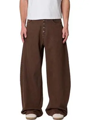 Mnml Exposed Shank Relaxed Barrel Leg Jeans - Brown