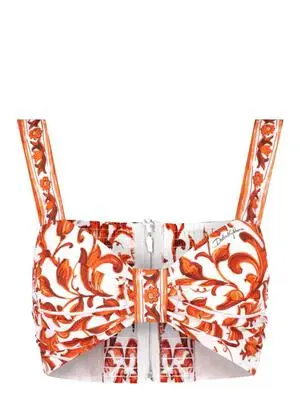 Dolce & Gabbana Majolica" Printed Cropped Top - Multi