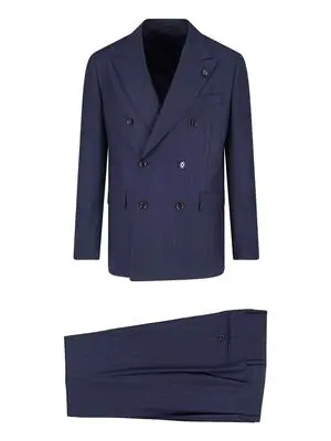 Tagliatore Double-breasted Suit In Virgin Wool - Blue