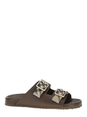 Burberry Urchin Sandals With Jacquard Check Detail - Brown