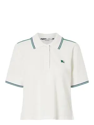 Burberry Logo-embroidered Cotton-blend Piqué Polo Shirt - White