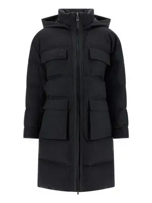 Brunello Cucinelli Long Quilted Down Jacket With Hood - Black