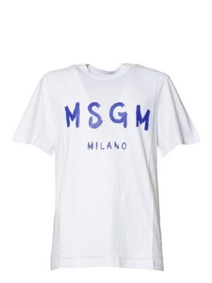 MSGM Logo Printed Crewneck T-shirt - White