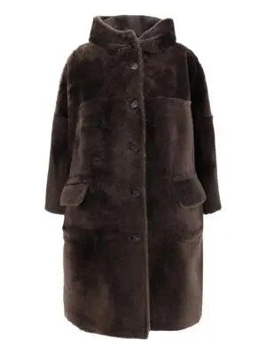 Brunello Cucinelli High Collared Hooded Coat - Black