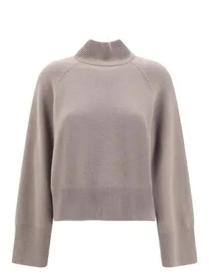 Brunello Cucinelli High-neck Cropped Sweater - Gray