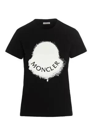 Moncler Logo Print Cotton T-shirt - Black