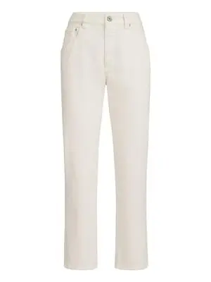 Brunello Cucinelli Dyed Denim Five-pocket Straight Leg Trousers - White