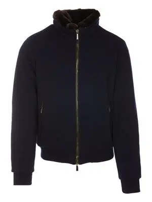 MOORER Bellati-mrw Zip-up Padded Jacket With Removable Fur Collar - Blue