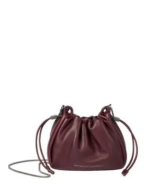 Brunello Cucinelli Mellow Drawstring Small Bucket Bag - Red