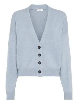 Brunello Cucinelli V-neck Cashmere Cardigan - Blue