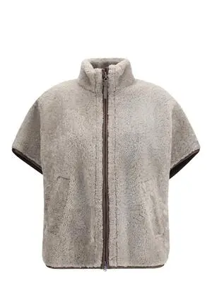 Brunello Cucinelli Zipped High Neck Jacket - Nude