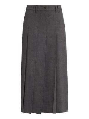 Brunello Cucinelli Pleated Midi Skirt - Medium Gray