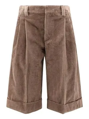 Brunello Cucinelli Monili Detailed Corduroy Shorts - Brown