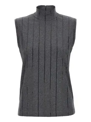 Brunello Cucinelli Sleeveless Mock Neck Top - Grey