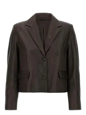 Brunello Cucinelli Single-breasted Leather Blazer - Black