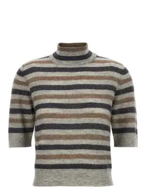 Brunello Cucinelli Striped Cropped Jumper - Multicolor