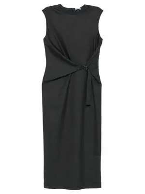 Brunello Cucinelli Sleeveless Crewneck Midi Dress - Black