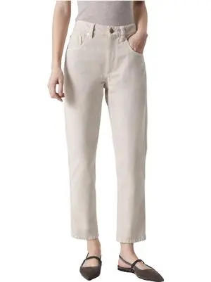 Brunello Cucinelli Cropped Jeans With Logo Patch - White