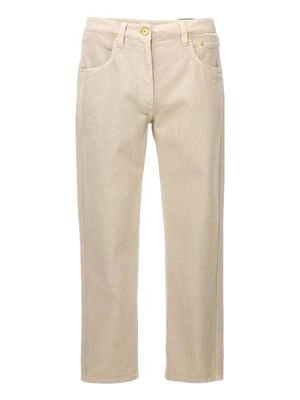 Brunello Cucinelli Cropped Jeans With Logo Patch - White