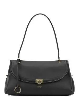 FERRAGAMO Medium 'gancini' Shoulder Bag - Black