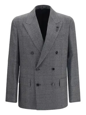 LARDINI Checked Double-breasted Blazer - Black