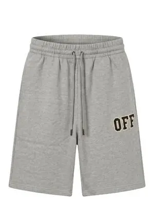 Off-White Elastic Waist Shorts With Printed Logo - Grey