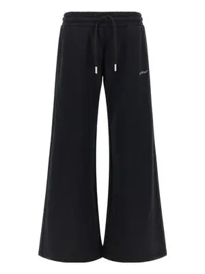 Off-White Wide Leg Sweatpants With Contrast Logo Detail - Black
