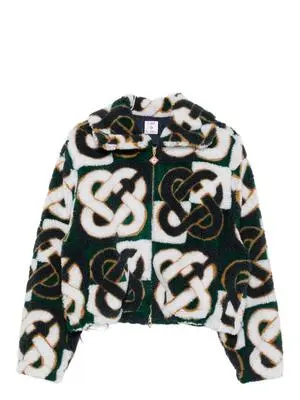 Casablanca Plaid Letter Pattern Fleece Jacket - Camon