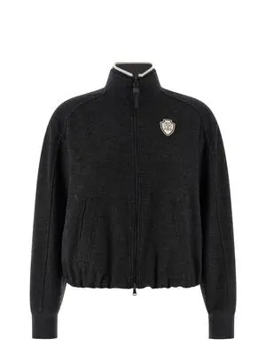 Brunello Cucinelli High Neck Zip-up Sweatshirt - Grey