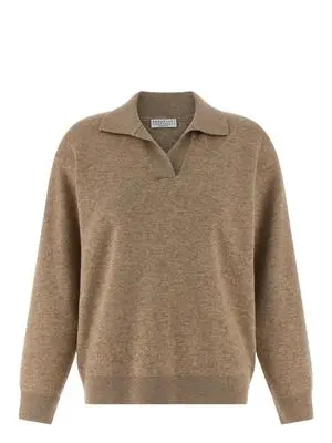 Brunello Cucinelli Double Knit Polo Shirt - Brown