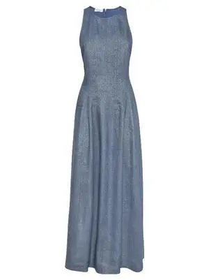 Brunello Cucinelli Crepe Maxi Dress - Blue