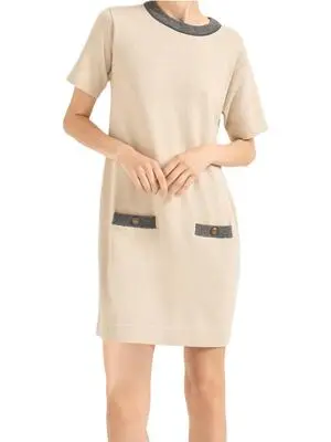 Brunello Cucinelli Pocket Trim Mini Dress - Beige
