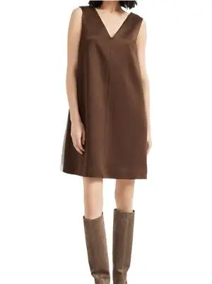 Brunello Cucinelli Sleeveless V-neck Mini Dress - Brown