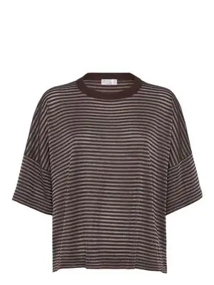 Brunello Cucinelli Striped Crewneck T-shirt - Black